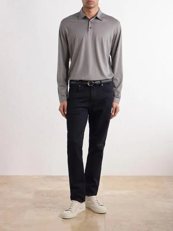 SLOWEAR Zanone Cotton And Silk-blend Jersey Polo Shirt