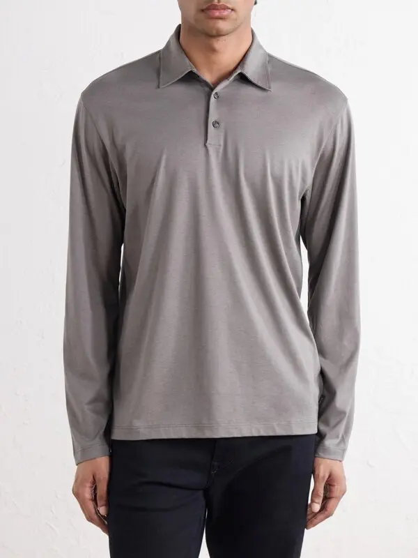SLOWEAR Zanone Cotton And Silk-blend Jersey Polo Shirt