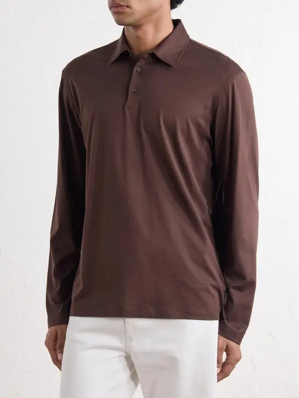 SLOWEAR Zanone Cotton And Silk-blend Jersey Polo Shirt - Brown