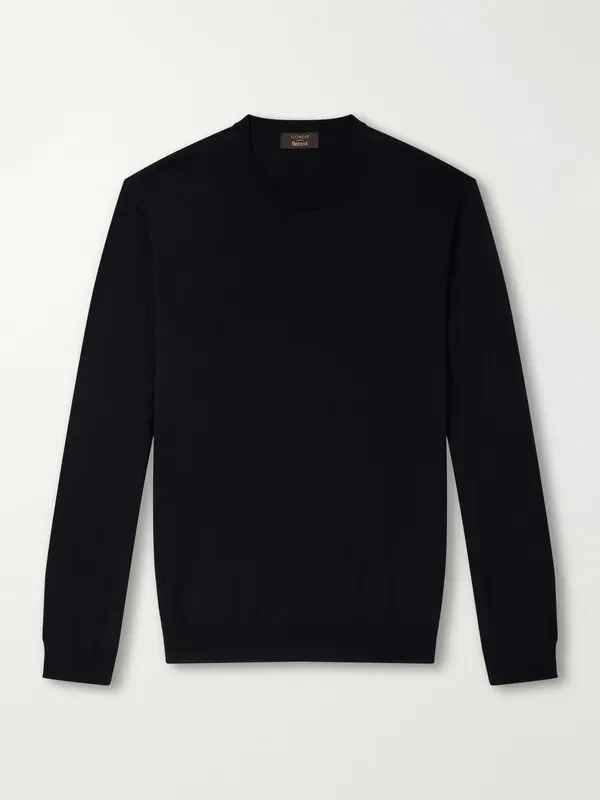SLOWEAR Slim-fit Flexwool Crewneck Sweater - Black
