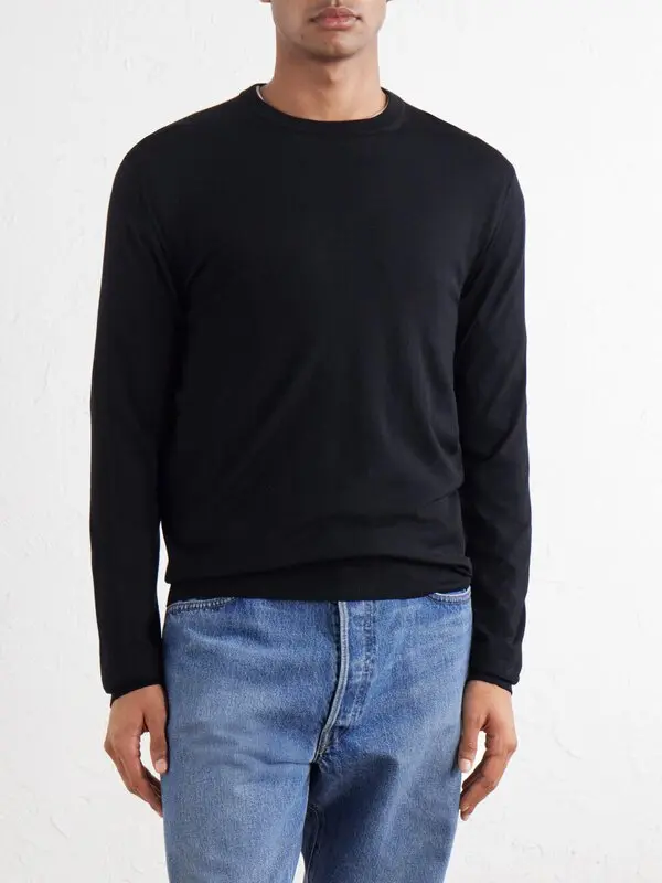 SLOWEAR Slim-fit Flexwool Crewneck Sweater - Black