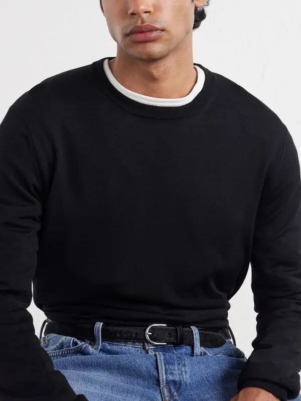 SLOWEAR Slim-fit Flexwool Crewneck Sweater - Black