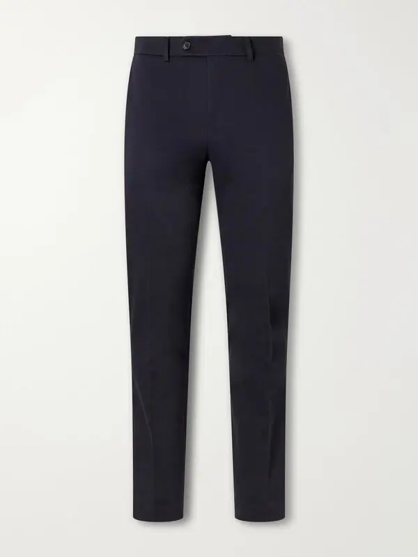 SLOWEAR Straight-leg Stretch-cotton Gabardine Trousers - Blue