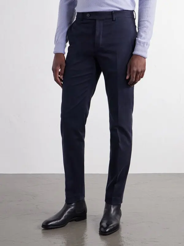 SLOWEAR Straight-leg Stretch-cotton Gabardine Trousers