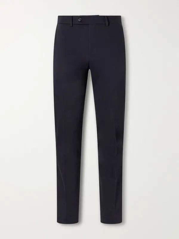 SLOWEAR Straight-leg Stretch-cotton Gabardine Trousers - Navy