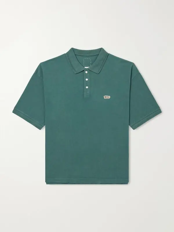 Visvim Mondo Weller Logo-appliquéd Cotton-piqué Polo Shirt - Green