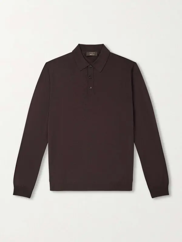 SLOWEAR Zanone Slim-fit Flexwool Polo Shirt - Brown