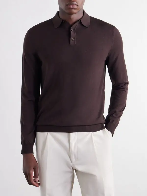 SLOWEAR Zanone Slim-fit Flexwool Polo Shirt