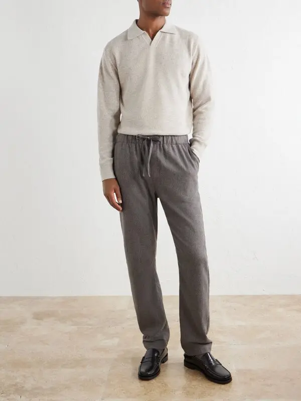 Hartford Ribbed Recycled Wool And Cashmere-blend Polo Shirt - Neutrals