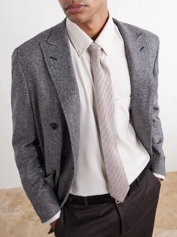 Paul Smith Button-down Collar Cotton And Lyocell-blend Herringbone Shirt
