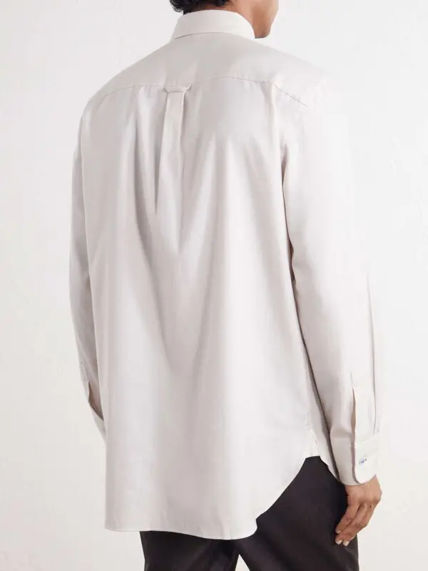 Paul Smith Button-down Collar Cotton And Lyocell-blend Herringbone Shirt