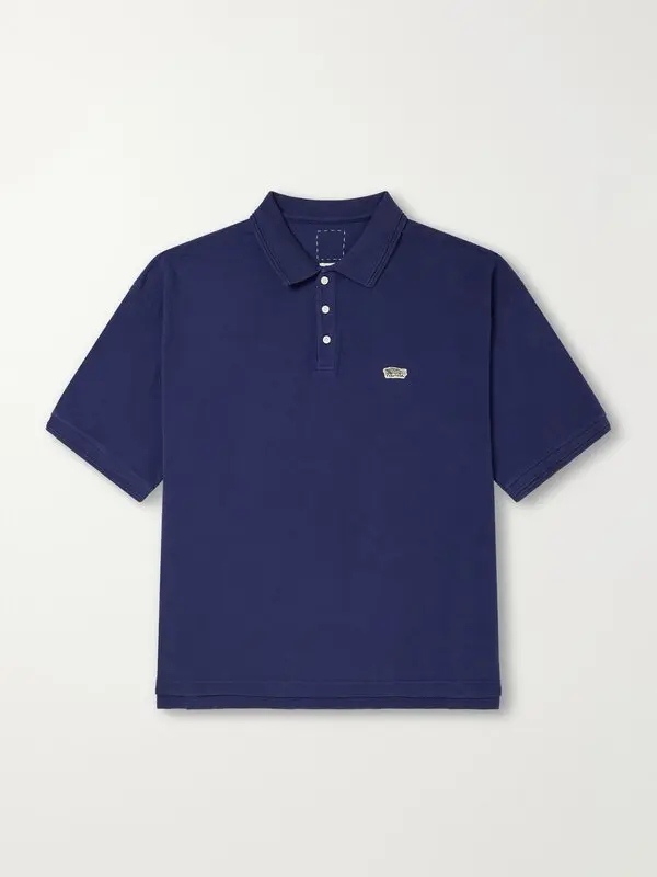 Visvim Mondo Weller Logo-appliquéd Cotton-piqué Polo Shirt - Blue