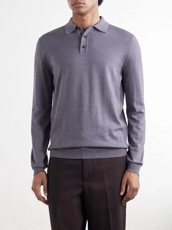 SLOWEAR Zanone Slim-fit Flexwool Polo Shirt - Gray