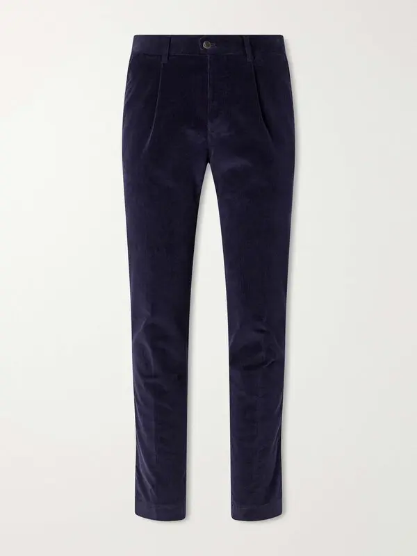 SLOWEAR Incotex Straight-leg Stretch Cotton-corduroy Trousers - Navy