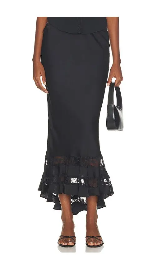 Free People Long Lost Lover 1/2 Slip Skirt - Black