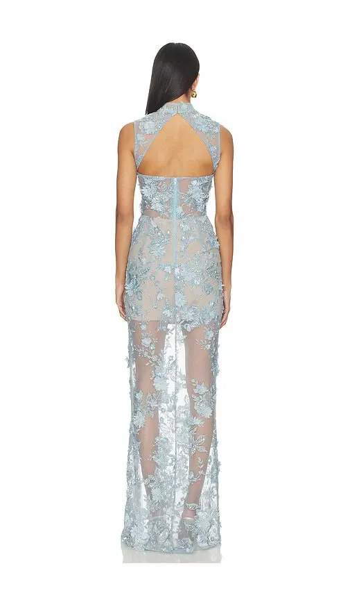 BRONX BANCO Tiffany Sequin Floral Maxi Dress In Slate