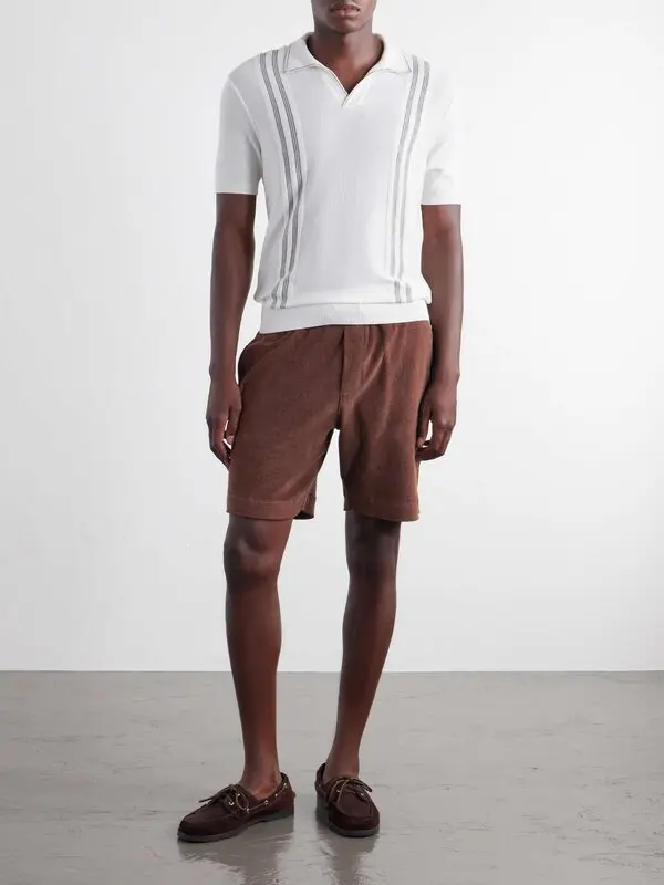 Orlebar Brown Horton Striped Silk And Cotton-blend Polo Shirt