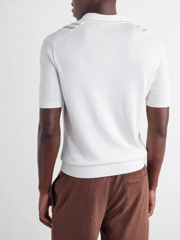 Orlebar Brown Horton Striped Silk And Cotton-blend Polo Shirt
