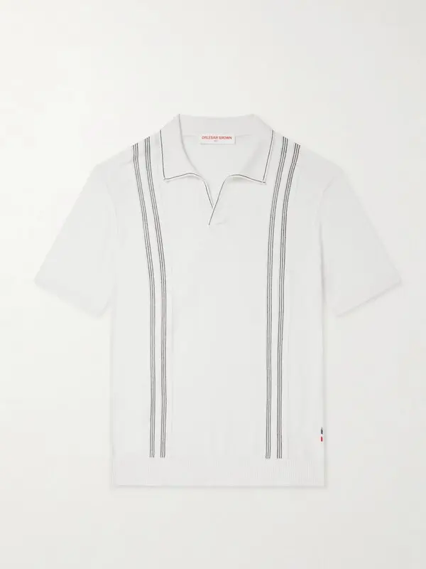 Orlebar Brown Horton Striped Silk And Cotton-blend Polo Shirt