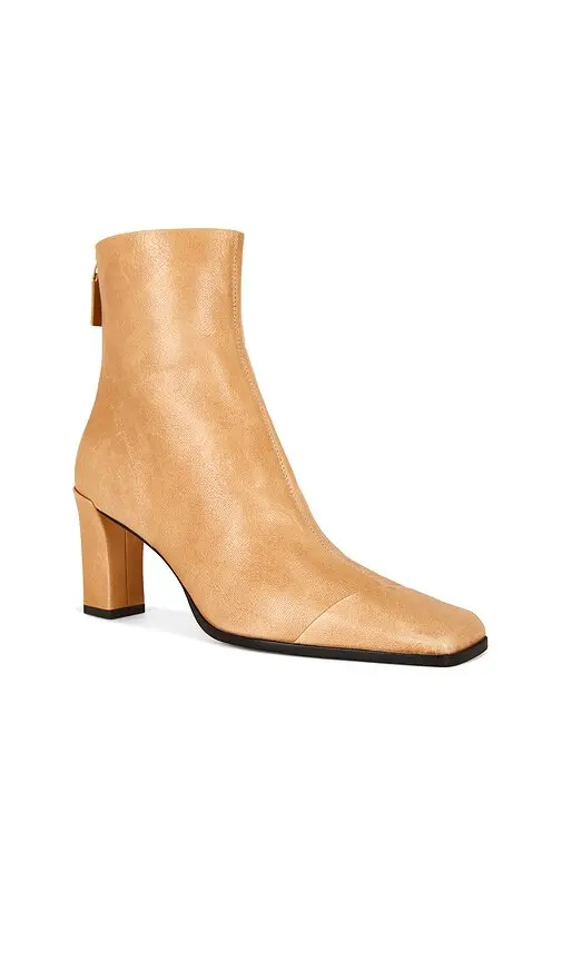 Tory Burch Asymmetric Cap Toe Ankle Boot In Tan