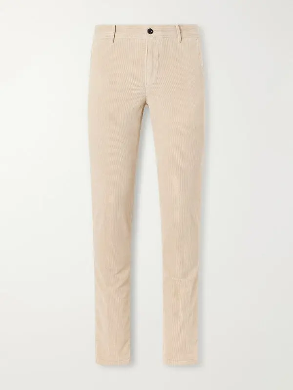 SLOWEAR Straight-leg Cotton-blend Corduroy Trousers - Neutrals
