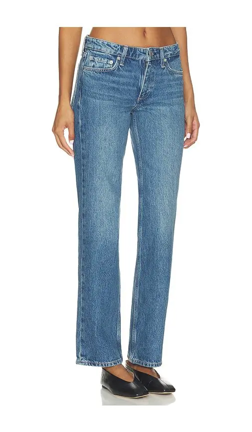 Rag & Bone Harlow Low Rise Full Length Slim Straight Jeans In Blue
