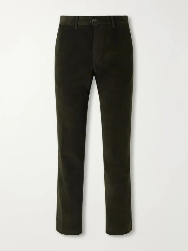 SLOWEAR Straight-leg Cotton-blend Corduroy Trousers - Green