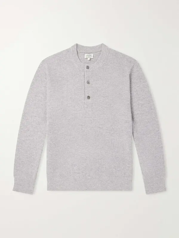 Hartford Wool And Cashmere-blend Waffle Henley Sweater