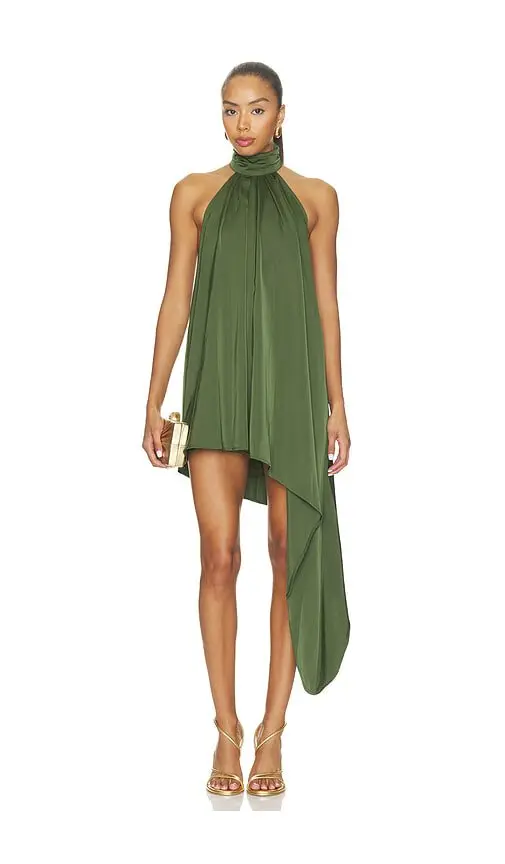 MORE TO COME Katheryn Asymmetrical Mini Dress - Green
