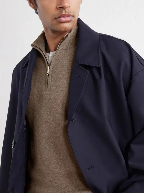 Sunspel Cashmere Half-zip Sweater - Brown