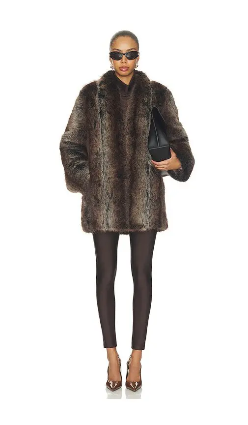 ET OCHS Cooper Pelted Coat In Brown - Mocha Multi