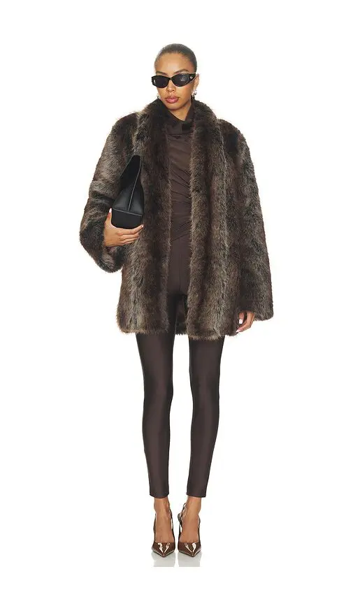 ET OCHS Cooper Pelted Coat In Brown