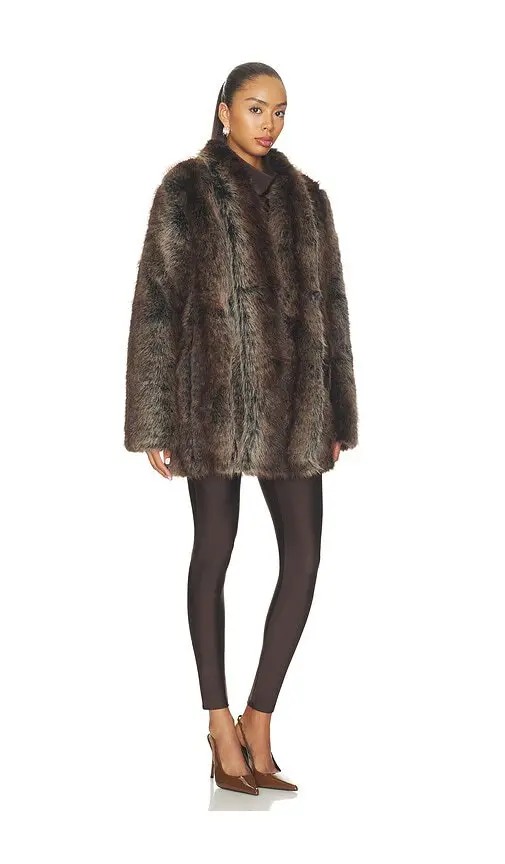 ET OCHS Cooper Pelted Coat In Brown
