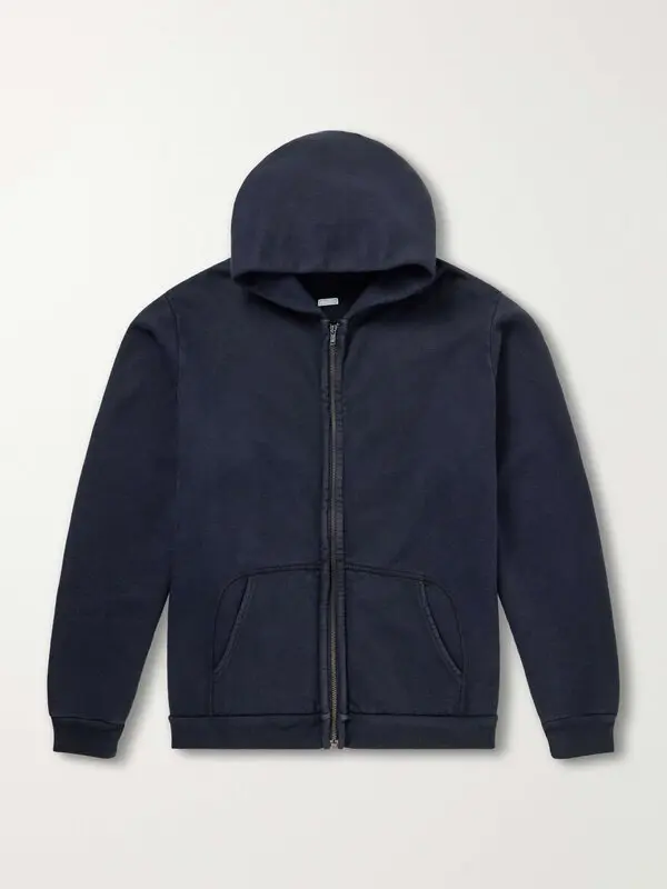 A.PRESSE Vintage Cotton-jersey Zip-up Hoodie - Black