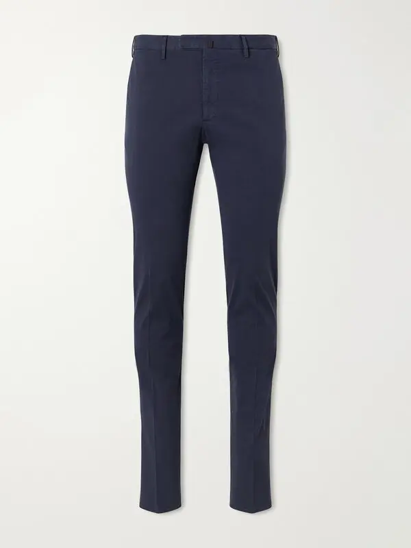SLOWEAR Slim Batavia Straight-leg Cotton-blend Woven Trousers - Blue