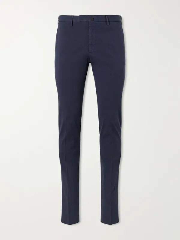 SLOWEAR Slim Batavia Straight-leg Cotton-blend Woven Trousers - Navy