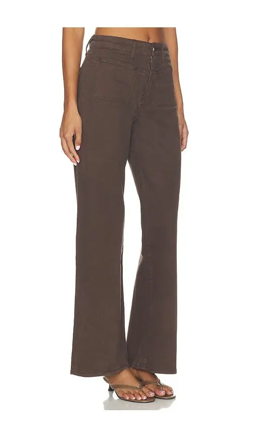 Paige Anessa Wide Leg Jeans With Front Yoke - Rich Chocolate
