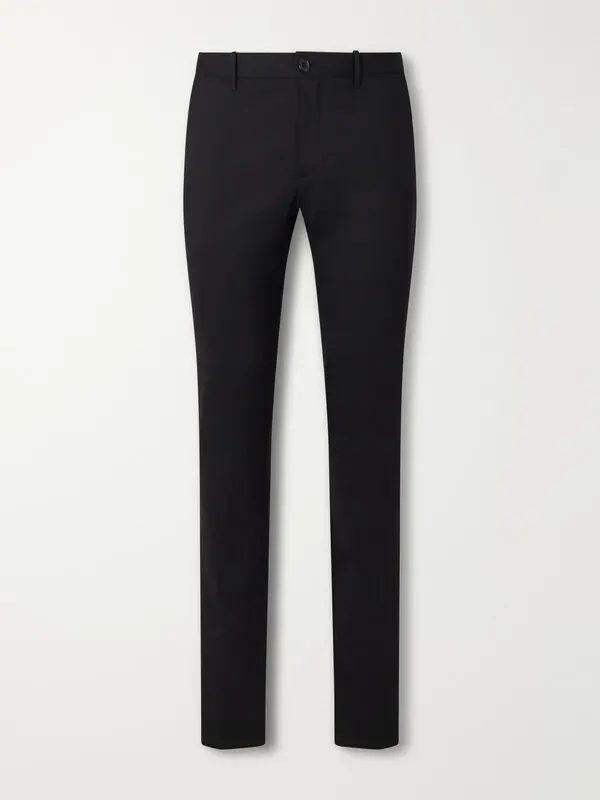SLOWEAR Straight-leg Wool-blend Tekno Flannel Trousers - Black