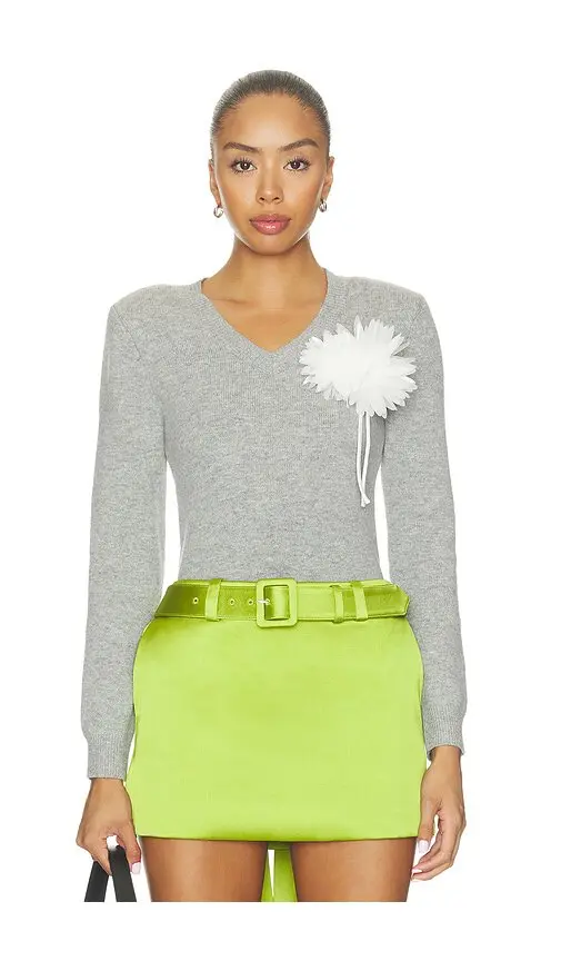 SELF-PORTRAIT Flower Wool Jumper - Grey