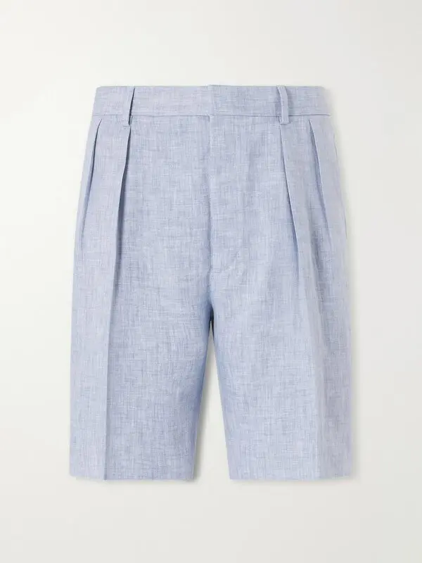 Ralph Lauren Purple Label Cotton Gabardine Pleated Shorts