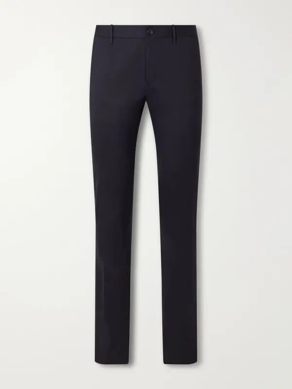 SLOWEAR Straight-leg Wool-blend Tekno Flannel Trousers - Blue