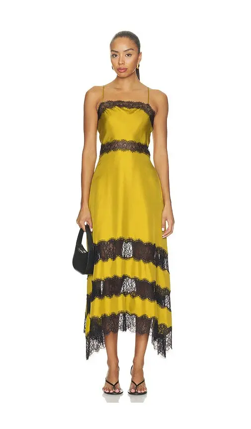 Ulla Johnson Coco Sleeveless Silk Dress In Olive - Citrine