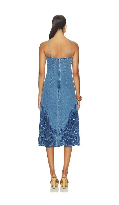 Ulla Johnson The Jane Eyelet Denim Dress In Blue
