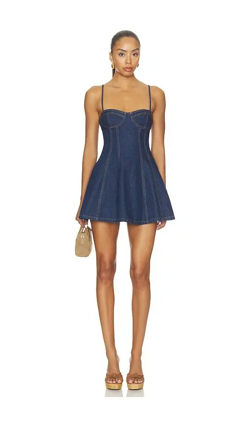 LOVERS AND FRIENDS Meredith Denim Mini Dress In Blue