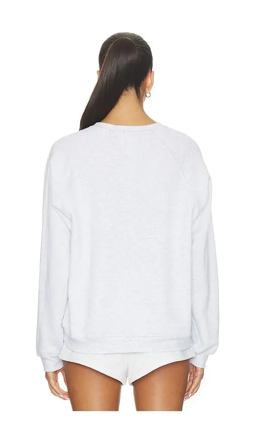SUNNY SOMEWHERE Reading Is My Favorite Sport Raglan Crew Sweater In Grey