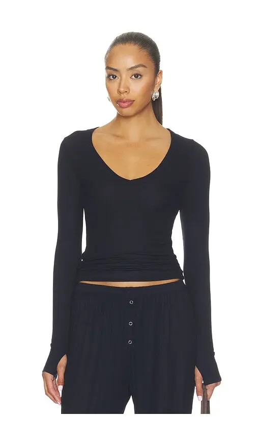 Michael Lauren Otis Long Sleeve Fitted V-neck