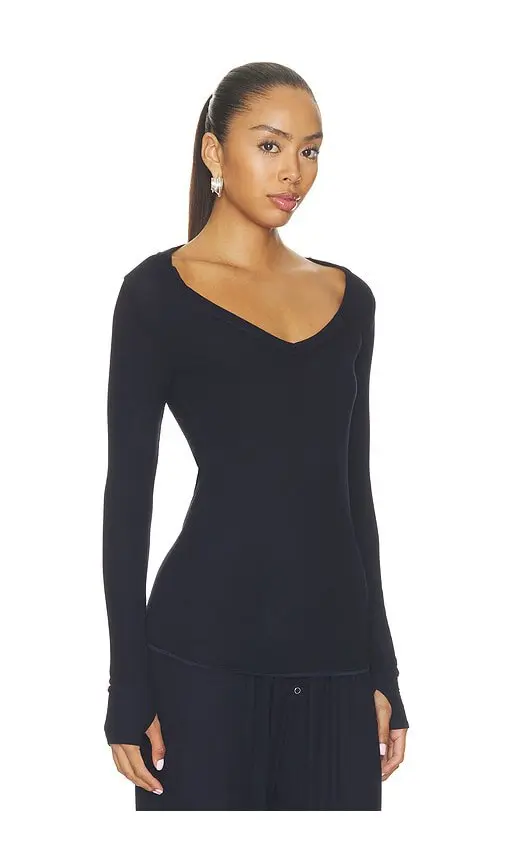 Michael Lauren Otis Long Sleeve Fitted V-neck