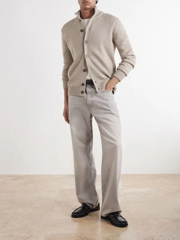 SLOWEAR Wool Cardigan With Button Detail