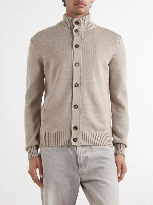 SLOWEAR Wool Cardigan With Button Detail