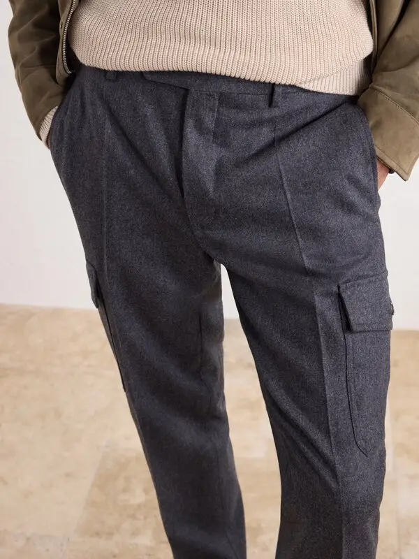 SLOWEAR Straight-leg Brushed Wool-blend Trousers